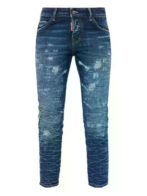 Dsquared2 Embroidered Logo Distressed Denim Jeans
