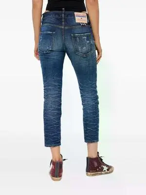 Dsquared2 Embroidered Logo Distressed Denim Jeans
