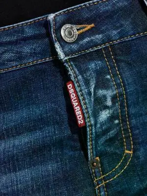 Dsquared2 Embroidered Logo Distressed Denim Jeans