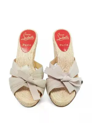 CHRISTIAN LOUBOUTIN Bow Espadrille Wedge Sandals
