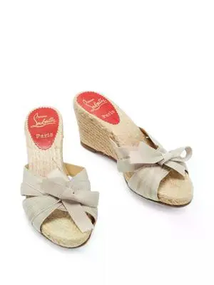 CHRISTIAN LOUBOUTIN Bow Espadrille Wedge Sandals
