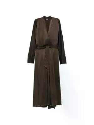 Dixie Belted Wrap Midi Dress - Brown