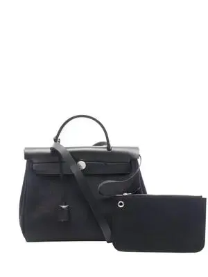 Hermès 2023 Military Toile And Vache Hunter Herbag Zip 31 Satchel - Black