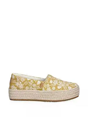Toms Valencia Floral-print Platform Espadrilles - Yellow