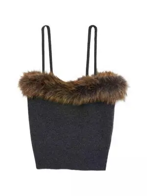 Marc Jacobs Faux Fur-trimmed Tank Top - Grey