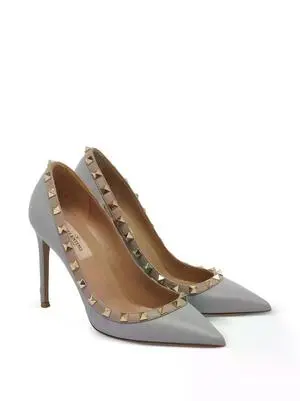 Valentino Garavani Rockstud Pointed-toe Pumps - Grey