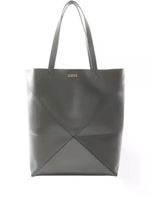 Loewe 2010-2026 Large Calfskin Puzzle Fold Tote Bag - Grey