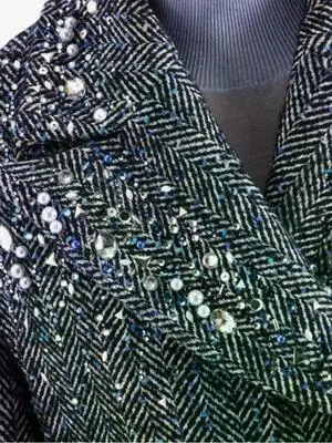 GENNY Crystal-embellished Herringbone Coat