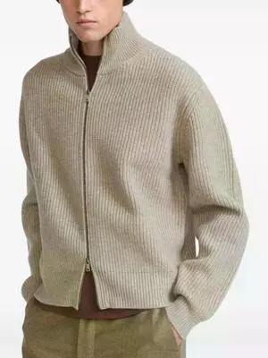 YVES SALOMON Ribbed-knit Zip-up Cardigan