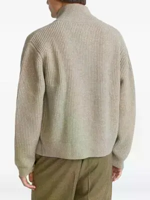 YVES SALOMON Ribbed-knit Zip-up Cardigan