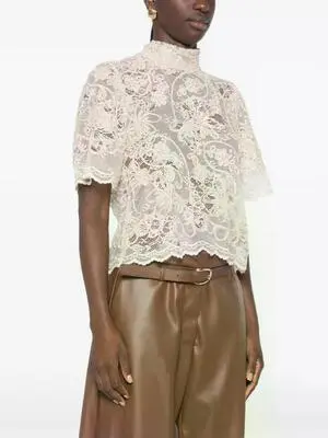 Imperial Lace-overlay Bow-detail Top