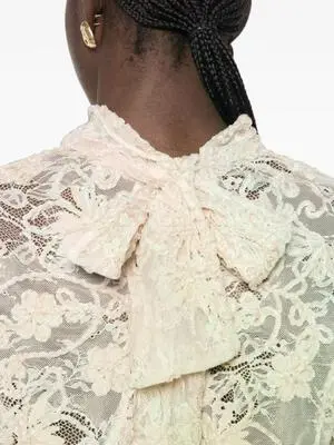 Imperial Lace-overlay Bow-detail Top