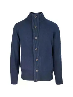Barbour Elbow-patch Button-up Cardigan - Blue
