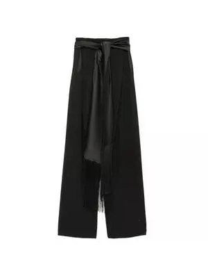 Imperial Fringe-trim Sash-waist Trousers - Black