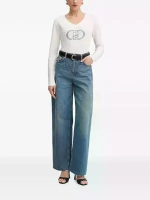 Liu Jo Logo-embellished V-neck T-shirt