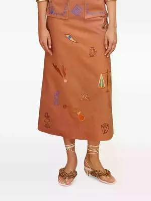 ALEMAIS Dusty Embroidered Midi Skirt