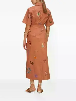 ALEMAIS Dusty Embroidered Midi Skirt