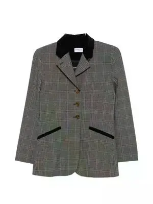 Marella Check-pattern Velvet-trim Jacket