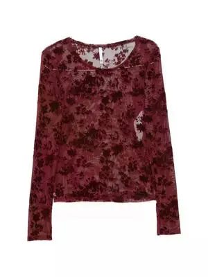 Imperial Floral-devoré Long-sleeve Top - Red