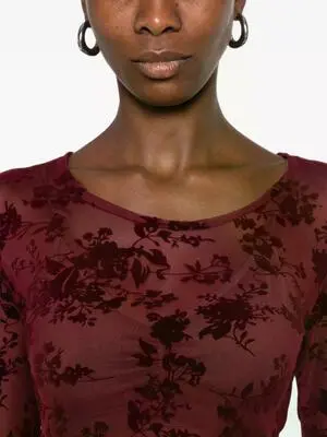 Imperial Floral-devoré Long-sleeve Top - Red