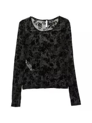 Imperial Floral-devoré Long-sleeve Top - Black