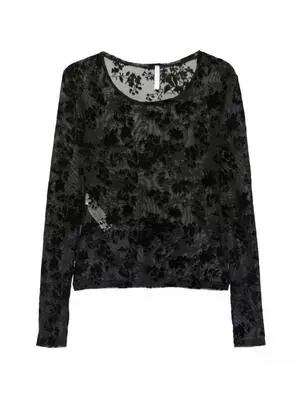 Imperial Floral-devoré Long-sleeve Top - Black