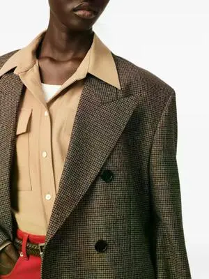 AMI Paris Double-breasted Houndstooth Wool Blazer