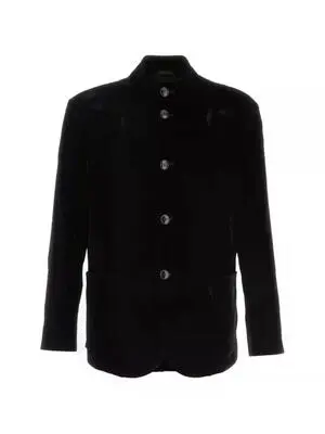 Giorgio Armani Velvet Mandarin-collar Blazer - Black