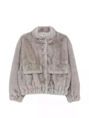 Liu Jo Faux-fur Funnel-neck Jacket - Grey