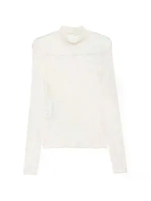 Imperial Lace Roll-neck Top - Neutrals
