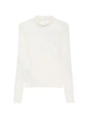 Imperial Lace Roll-neck Top - Neutrals