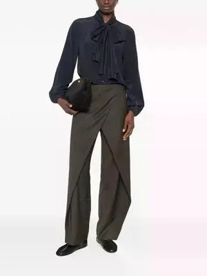 Marella Pussy-bow Silk Shirt - Blue