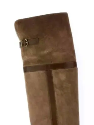 Santoni Buckle-detail Suede Knee-high Boots
