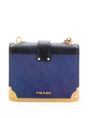 Prada Cahier Embellished Leather Micro Crossbody Bag - Blue