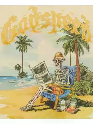 GODSPEED Skeleton Beach Ii Graphic-print T-shirt - Neutrals