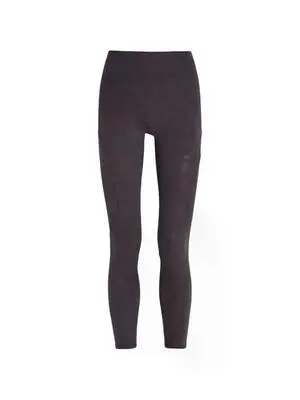 Adidas By Stella McCartney Floral-pattern Performance Leggings - Black