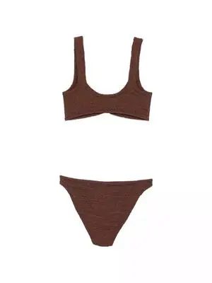 Hunza G Julia Crinkle-effect Ring-detail Bikini - Brown