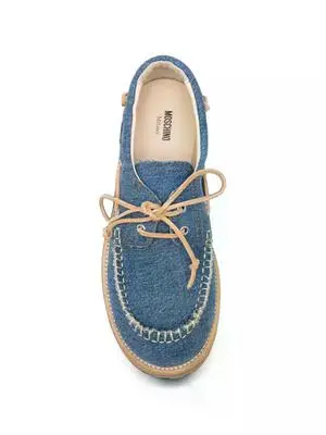 Moschino Contrast-stitch Denim Boat Shoes