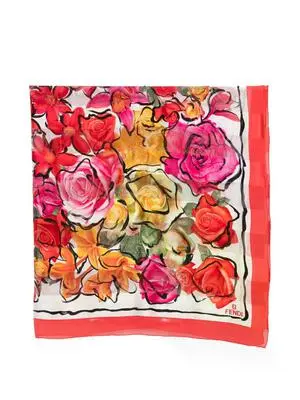 Fendi 1990s Floral-print Scarf - Red