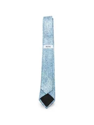 Moschino Denim-print Silk Tie