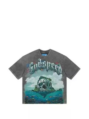 GODSPEED Graphic-print Washed T-shirt - Grey