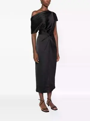 Imperial One-shoulder Twist-detail Midi Dress