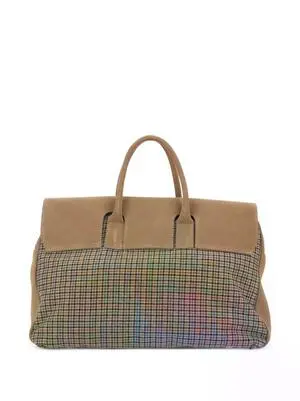 Eleventy Houndstooth-panelled Suede Tote Bag