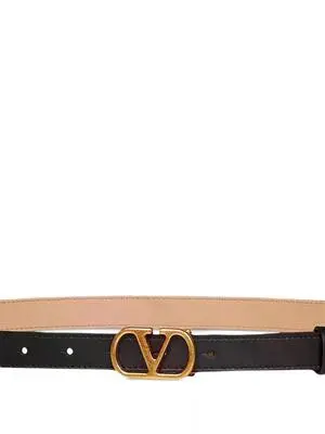 Valentino Garavani Vlogo Signature Reversible Shiny Calfskin Belt - Black