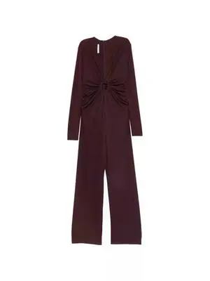 Imperial Cut-out Gathered Jumpsuit - Red