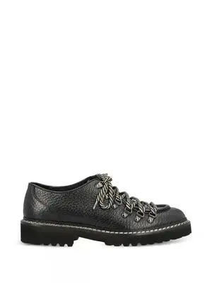 DOUCAL'S Grained Leather Lace-up Derby Shoes - Black