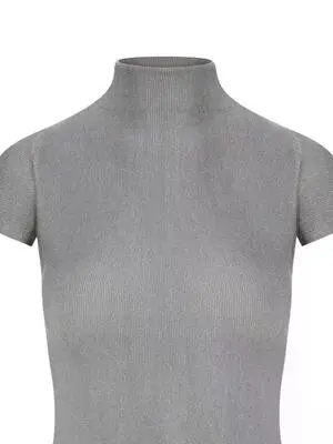 Giorgio Armani Ribbed-knit High-neck T-shirt - Grey