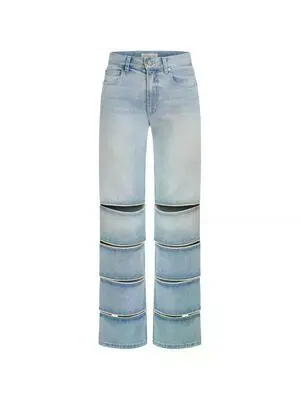 CONTESSA MILLS New Arcada Leather-trimmed Slit Jeans