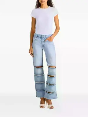 CONTESSA MILLS New Arcada Leather-trimmed Slit Jeans