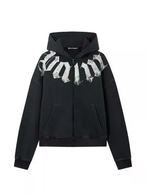 Palm Angels Logo-print Zip-up Hoodie - Black